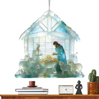 Generico Anh&auml;nger mit Geburtsfiguren in Marine, 2D, Weihnachten und Feiertage, christliche Weihnachten, f&uuml;r Winterfeier, Familienfeier, Wohnzimmer