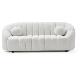Menzzo Canap&eacute; 3 places design Sidonie Tissu bouclette Blanc