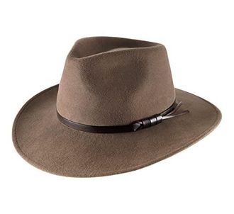 Classic Italy Chapeau Fedora Pliable, imperm&eacute;able, Large Bord, Homme ou Femme Classique Large - Taille 60 cm - Camel