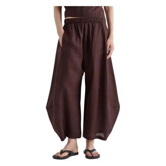 Meimeij Femme, Pantalons, Brun, Taille: 40 FR Pantalon Balloon Cheville avec Cordon de Serrage et Poches