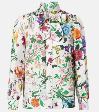 Gucci Chemise en serg&eacute; de soie &agrave; fleurs