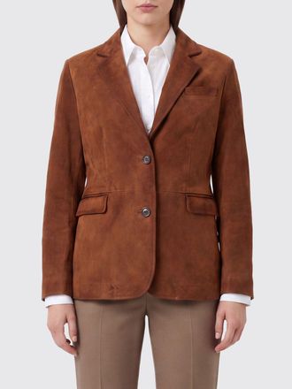 Golden Goose Blazer slim en cuir su&eacute;d&eacute; avec revers en pointe