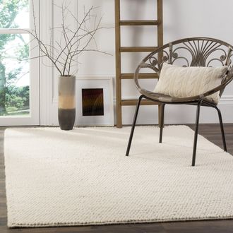 Safavieh Naturfaser Teppich f&uuml;r Wohnzimmer, Esszimmer, Schlafzimmer - Natural Fiber Collection, Kurzer Flor, Elfenbein, 120 x 120 cm