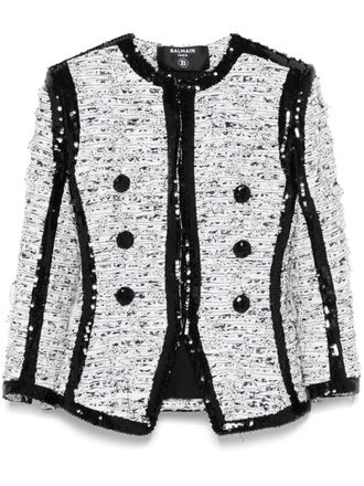 Balmain Jacke mit Glitter-Detail - Weiß