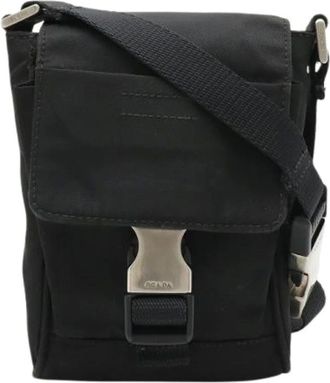 Prada Sac bandouli&egrave;re 2-en-1 en nylon et cuir avec logo triangle Pre-owned - Femme - Pre-owned - Noir - Taille: ONE Size