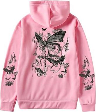 Generic 2026 Vestes &agrave; capuche en jean pour femme, d&eacute;contract&eacute;, baggy, sweatshirts streetwear, unisexe, rose, XXL