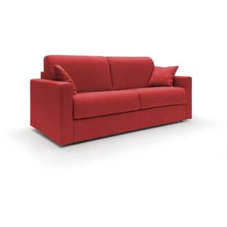 Divani.Store Chris Schlafsofa mit 18 cm hoher Matratze Stoff T13 206 cm (mat. 160x197) rot - rosso