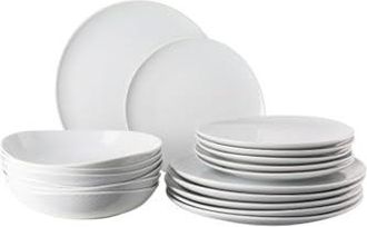 Rosenthal Junto Weiss Geschirrset - 18 teilig f&uuml;r 6 Personen, Kombiservice aus Porzellan, Modernes Geschirr Wei&szlig;