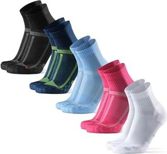 Danish Endurance Chaussettes de Running Longue Distance, Anti-Ampoules, Soutien Vo&ucirc;te Plantaire, 5 Paires, Multicouleurs (1xnoir/Gris, 1xbleu/Jaune, 1xrose, 1xblanc, 1