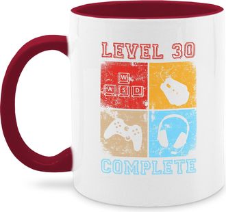 Shirtracer Tasse Tassen 325ml - 30. Geburtstag - Level 30 Complete Completed - 325 ml - Bordeauxrot - zum dreissig kaffeetasse j&auml;hrigen 30ig geschenk 30ten 30.te