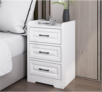 Generic Weißes Nachttisch-Set, 40 X 30 X 49 cm, Platzsparender Beistelltisch for Schlafzimmer Und Wohnzimmer(Three)