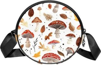 Generic Sac &agrave; bandouli&egrave;re rond rond pour femme, petit sac &agrave; bandouli&egrave;re champignon avec fermeture &eacute;clair, bretelles r&eacute;glables, d&eacute;contract&eacute; pour femmes et fill