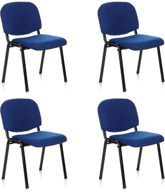 hjh OFFICE 4er Set Besucherstuhl stapelbar XT 600 Konferenzstuhl Stapelstuhl gepolstert, Metallgestell, Stoffbezug Blau 704510