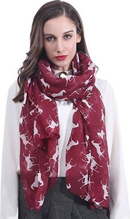 Lina & Lily &Eacute;charpe Foulard pour Femme Imprim&eacute; Cheval Animal (Rouge Fonc&eacute;)