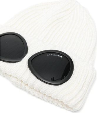 C.P. Company MAC742A00 Goggle-Detail Ribbed Wool Sunglasses - White