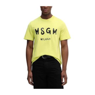 Msgm T-Shirt aus Baumwoll-Jersey mit Logo-Detail - - Tops - Herren - Gelb - S