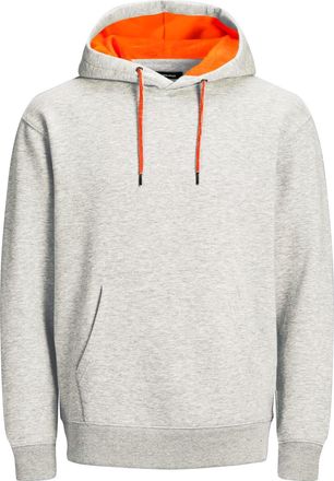 Jack & Jones Herren JJESOFT Sweat Hood Kapuzenpullover Hoodie White Melange Shocking Orange XXL