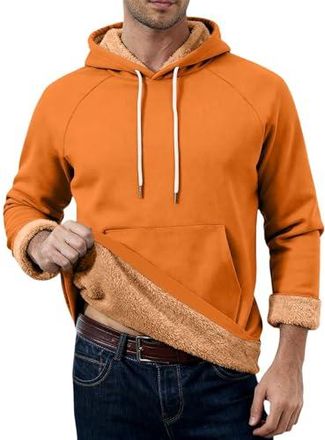 Generic Sweat &agrave; capuche pour homme - Cordon de serrage - T-shirt &agrave; manches longues - Couleur unie - Sweat &agrave; capuche doubl&eacute; - Confortable - Pull en polaire d&eacute;c