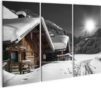 Islandburner Bild auf Leinwand Winter Ski Chalet H&uuml;tte Schnee Berg Landschaft Tirol &Ouml;sterreich Bilder Wandbilder Poster