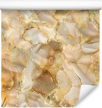 OEM Carta Da Parati Color Oro Inchiostro, Crema E Beige Per Soggiorno E Camera Da Letto, 50x1000 Cm