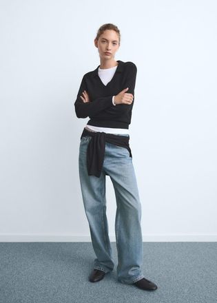 Mango Jean Miami droit taille normale bleu moyen - Femme - 36 - MANGO