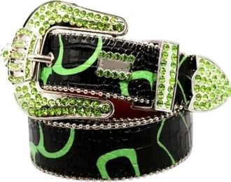Generic Ceinture en cuir PU avec strass pour femme Style Hip Hop Punk Jeans Ceinture Fashion Streetwear, 15, 115 cm