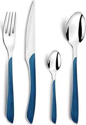 Amefa M&eacute;nag&egrave;re 24 couverts de table pour 6 personnes - Eclat Nature - Acier inoxydable 18/0, Finition Brillante - Bleu Marine