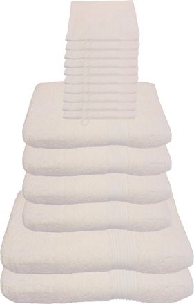 Julie Julsen 16 TLG Handtuchset 2 Badet&uuml;cher 4 Handt&uuml;cher 10 Waschhandschuhe Reine Baumwolle &uuml;ber 30 Farben Naturwei&szlig;