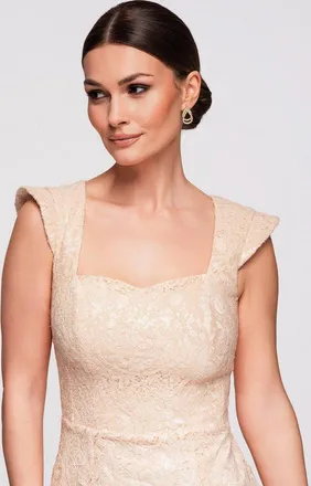 Ombre Abendkleid Damen Cocktailkleid mit Pailletten und Schlitz Creme S (kein Set, 1-tlg)