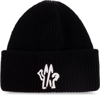 Moncler Beanie mit Logo-Patch - Schwarz
