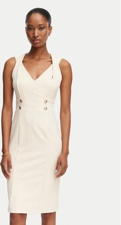 Rinascimento Rinascimento Coctailkleid CFC0020385002 Beige Slim Fit