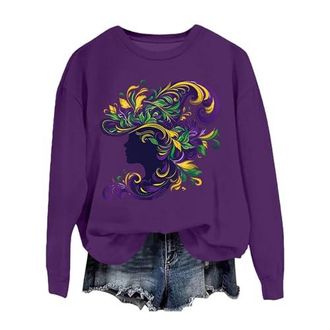 Generic Sweat-shirt &agrave; col rond &agrave; manches longues pour femme - Sans capuche - Haut d&eacute;contract&eacute; - Automne - Hiver 2026 - Imprim&eacute; tendance - Col rond - Sweat &agrave; c