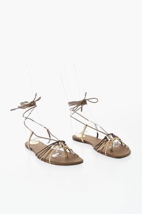Saint Laurent Gladiatorensandalen aus lam&eacute;-Leder Saint Laurent