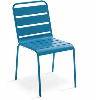 Oviala Oviala - Chaise de jardin en m&eacute;tal bleu pacific - Palavas