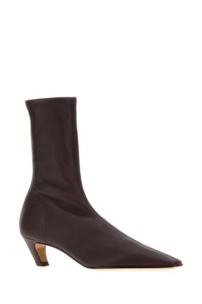 Khaite Womens Arizona Ankle Boot Bordeaux Nappa Leather