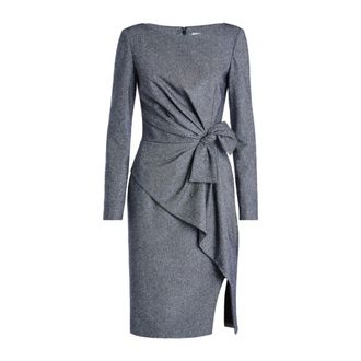 Genny Robe mi-longue &agrave; chevrons avec lat&eacute;ral - Femme - Robes - Bleu - Taille: 34 FR