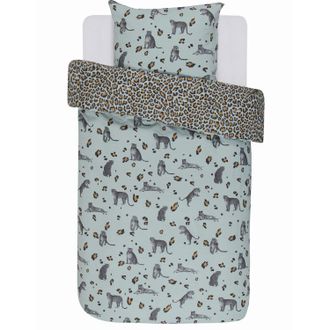 Covers & Co Bettw&auml;sche Roar Blau Leoparden Renforc&eacute; 135x200 cm + 80x80 cm
