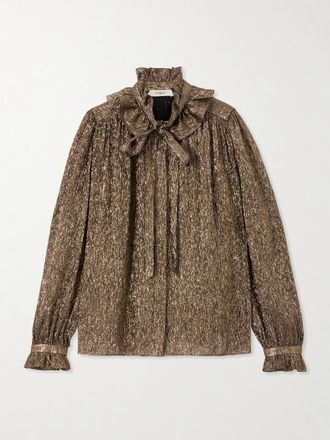 Chlo&eacute; Bluse Aus Metallic-chiffon Mit Schluppe - Gold