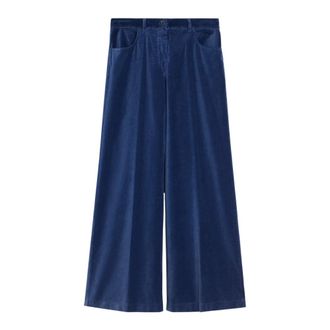Aspesi Weite Hose aus glattem Samt - - Trousers - Damen - Blau - M