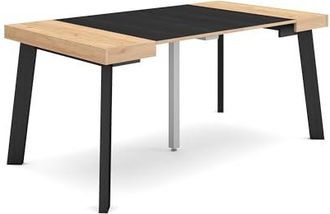 Skraut Home | Ausziehbarertisch | Multifunktionaler ausziehbarer | 160 | F&uuml;r 8 G&auml;ste | H&ouml;lzerne Beine | Moderner Stil | Eiche Schwarz