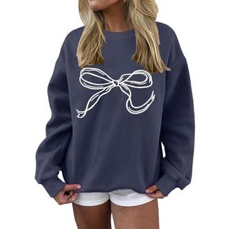 Generic Sweat-shirt surdimensionné pour femme - T-shirt basique à manches longues - Imprimé - Décontracté - Sans capuche - Décontracté - Streetwear - Manches 