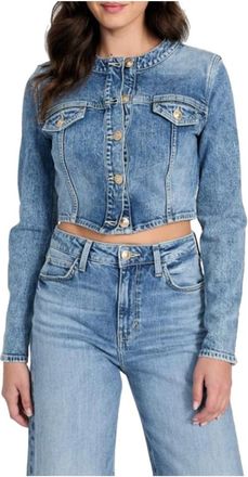 Guess Femme, Vestes, Bleu, Taille: 42 FR Gemma Crop Jacket