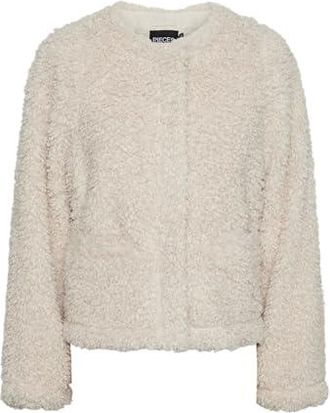 Pieces Pcnoisella Veste Courte Teddy, Bouleau, M Femme