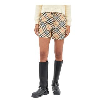Burberry Seidenkarierte Kordelzug-Shorts - - Shorts - Damen - Beige - 2XS