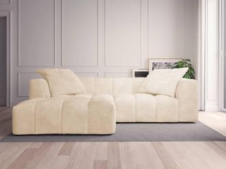 Studio Copenhagen home24 Ecksofa Beige Teddy-Bouclé Stoff Bony 272 x 70 x 161cm Longchair davorstehend links Modern