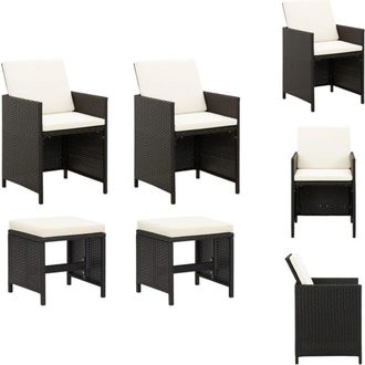 vidaXL 4-tlg. Gartenstuhl und Hocker Set Poly Rattan Schwarz - Gartenstuhl - Outdoor M&ouml;bel - Gartenm&ouml;beln - Rattan Sessel - Lounge Set