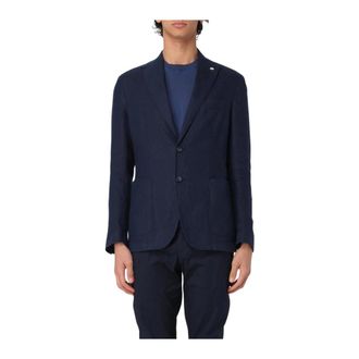 Manuel Ritz Gr&uuml;ner Leinenanzug Jacke Stilvoll - - Jackets - Herren - Blau - XL