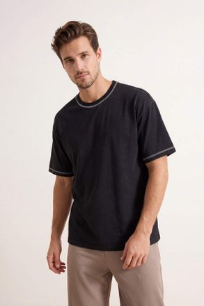 Trendyol MAN Herren Grau Einfarbig Kurz Oversize T-Shirts