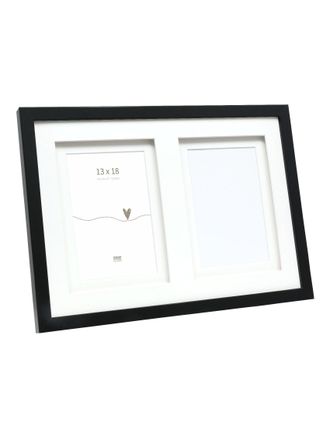 Deknudt Frames Galerierahmen mit doppeltem Passepartout -Schwarz - S65KK2 P2 für 2 Bilder Bildgröße 13x18cm - Bilderrahmen Holz MDF - Bilder aufhängen oder ausstelle