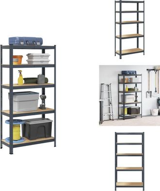 vidaXL Lagerregal mit 5 Böden Anthrazit Stahl & Holzwerkstoff - Regal - Regale - Garagenregal - Industrieregal